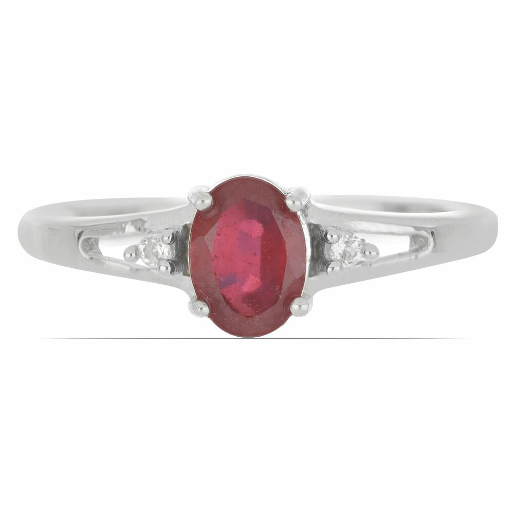 Кольцо, серебро, 925 проба, родирование, топаз, рубин