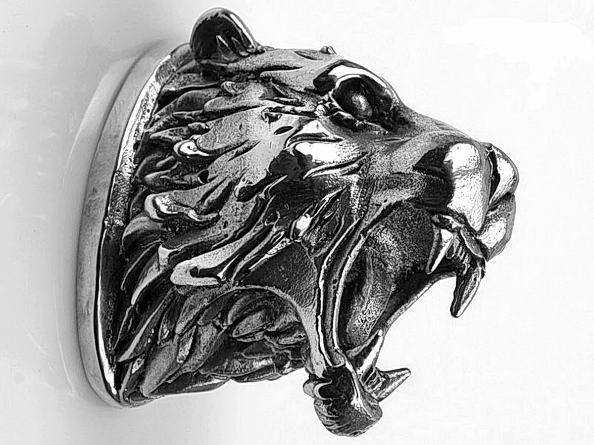 Навершие для рукояти ножа в исполнении "Тигр Лохматый" мельхиор