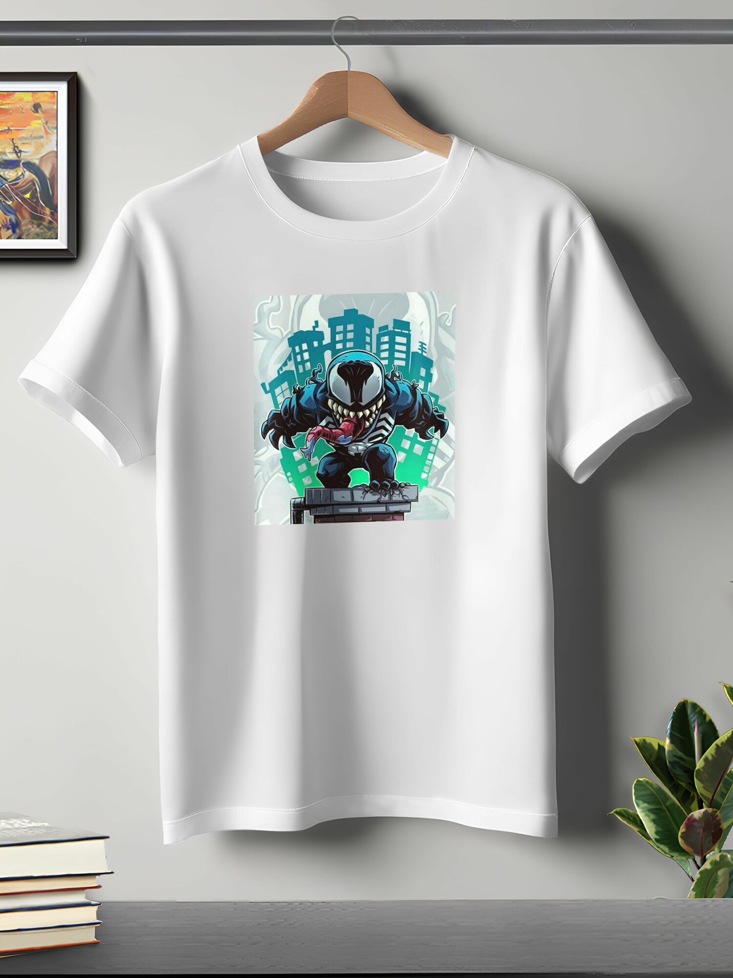 Футболка  Детская ONEQ 128 (8-9) размер с принтом Веном, белая