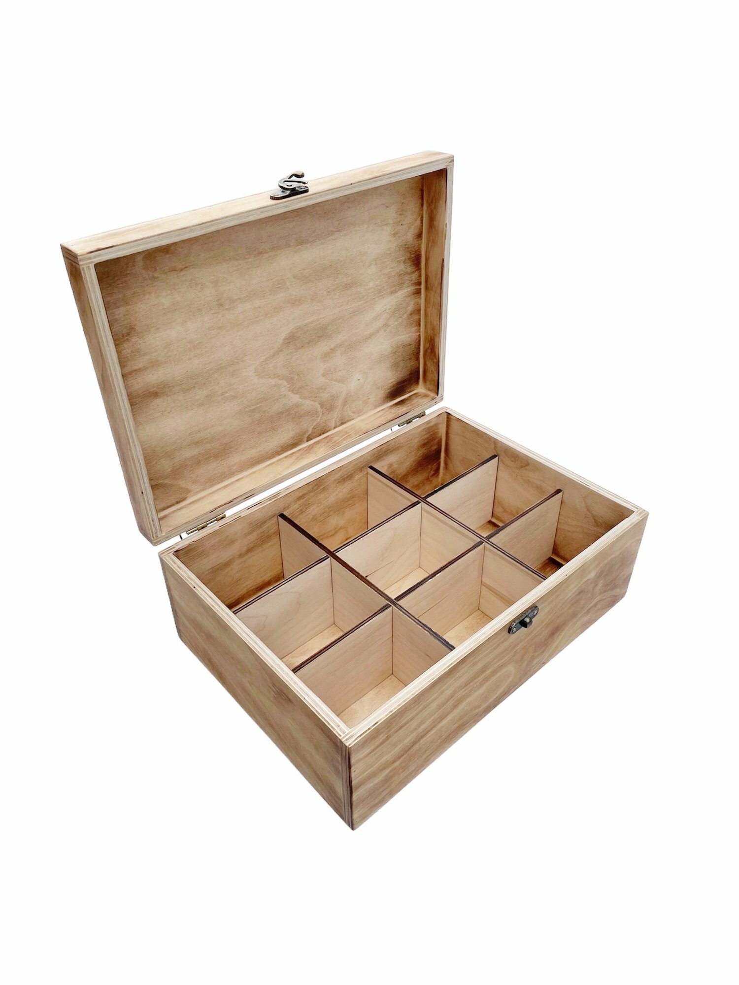 Ящик деревянный с перегородками, 35х25х11 см, 9 секций, шкатулка большая, с ячейками