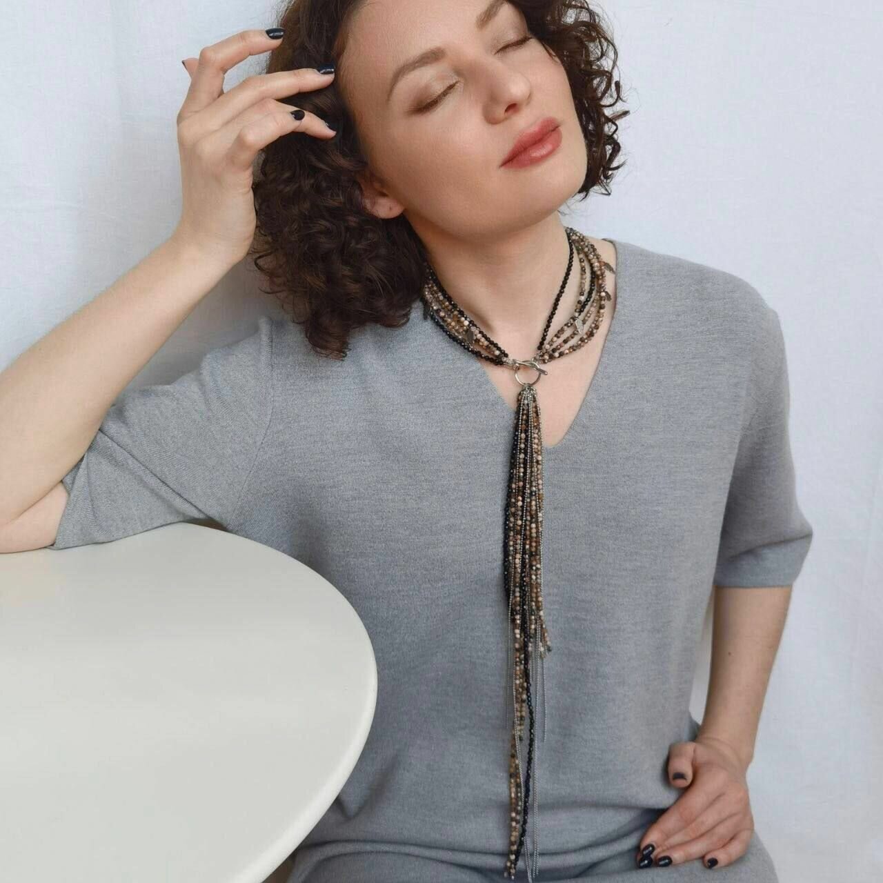 Серьги, родонит, агат