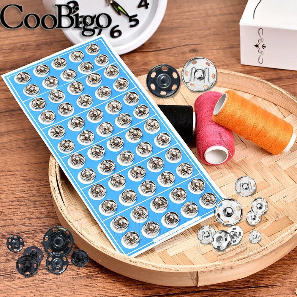 CooBigo Металлические застежки-кнопки черные/серебристые 8-25 мм