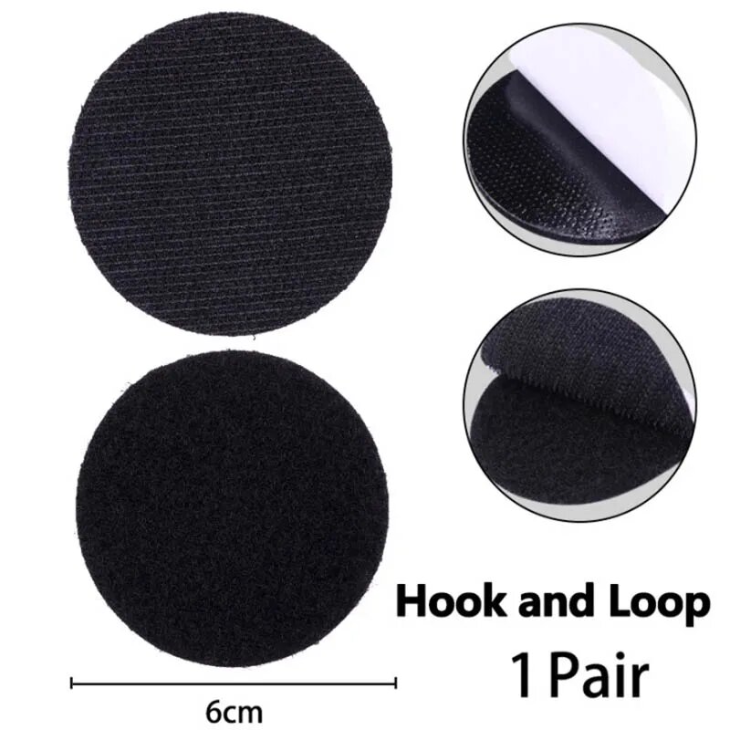 Черные застежки липучки Hook and Loop 6 см, HL0001-6