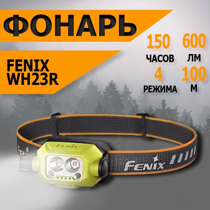 Налобный аккумуляторный светодиодный фонарь Fenix WH23R, 600 лм, желтый