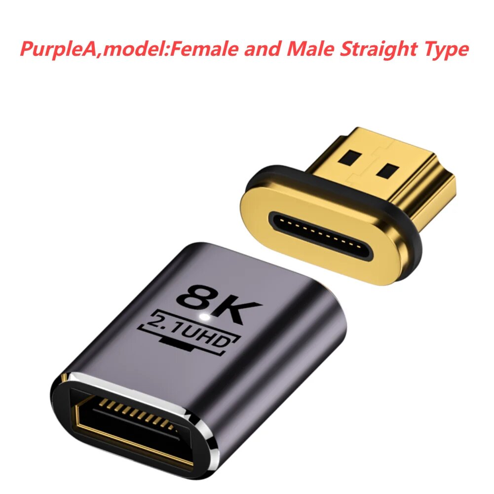 HDMI 8K 2.1 Purple A, штырь-гнездо