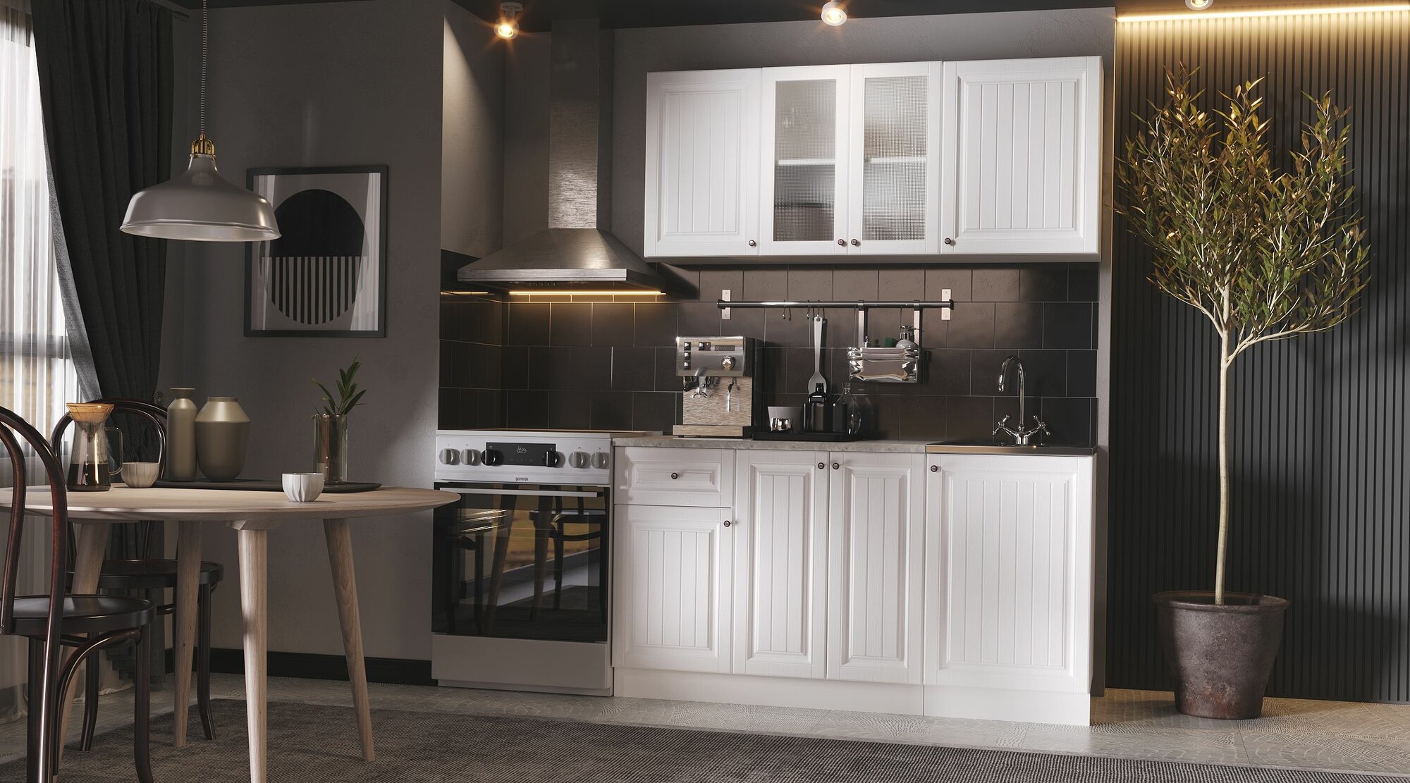 Гарнитур кухонный Эра "Хозяюшка", МДФ, белый, с ящиками, 1.5 м