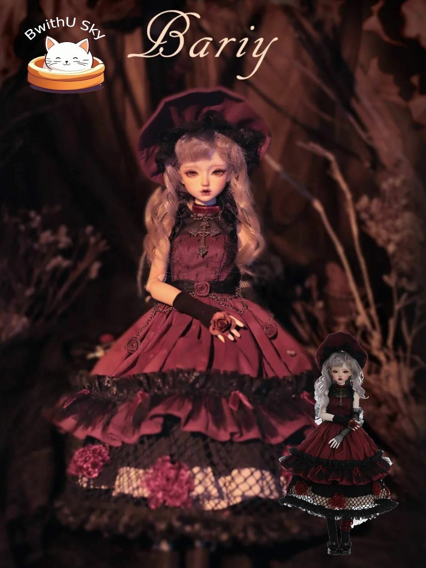 BwithU 40cm 43cm Bariy BJD Ретро Лолита, красное платье, сладкая улыбка, фея в стиле куклы