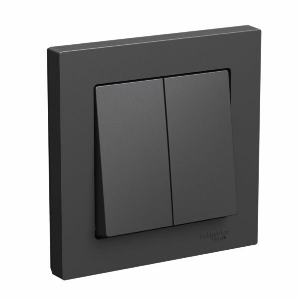 4 шт. Systeme Electric AtlasDesign Базальт Выключатель 2-клавишный, сх.5, 10АХ, в сборе, ATN001452
