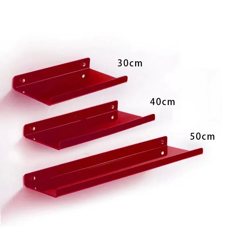 Прозрачные акриловые полки Acrylic Floating Shelves Красный, 3PCS5