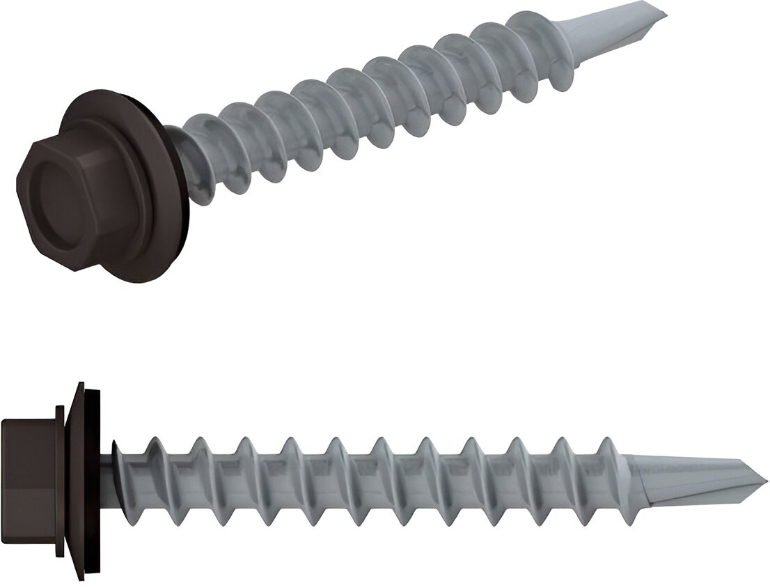 Саморез кровельный STARFIX 4,8х35 мм цинк шайба с прокладкой PT1 RAL 8019 70 штук SMP2-44456-70