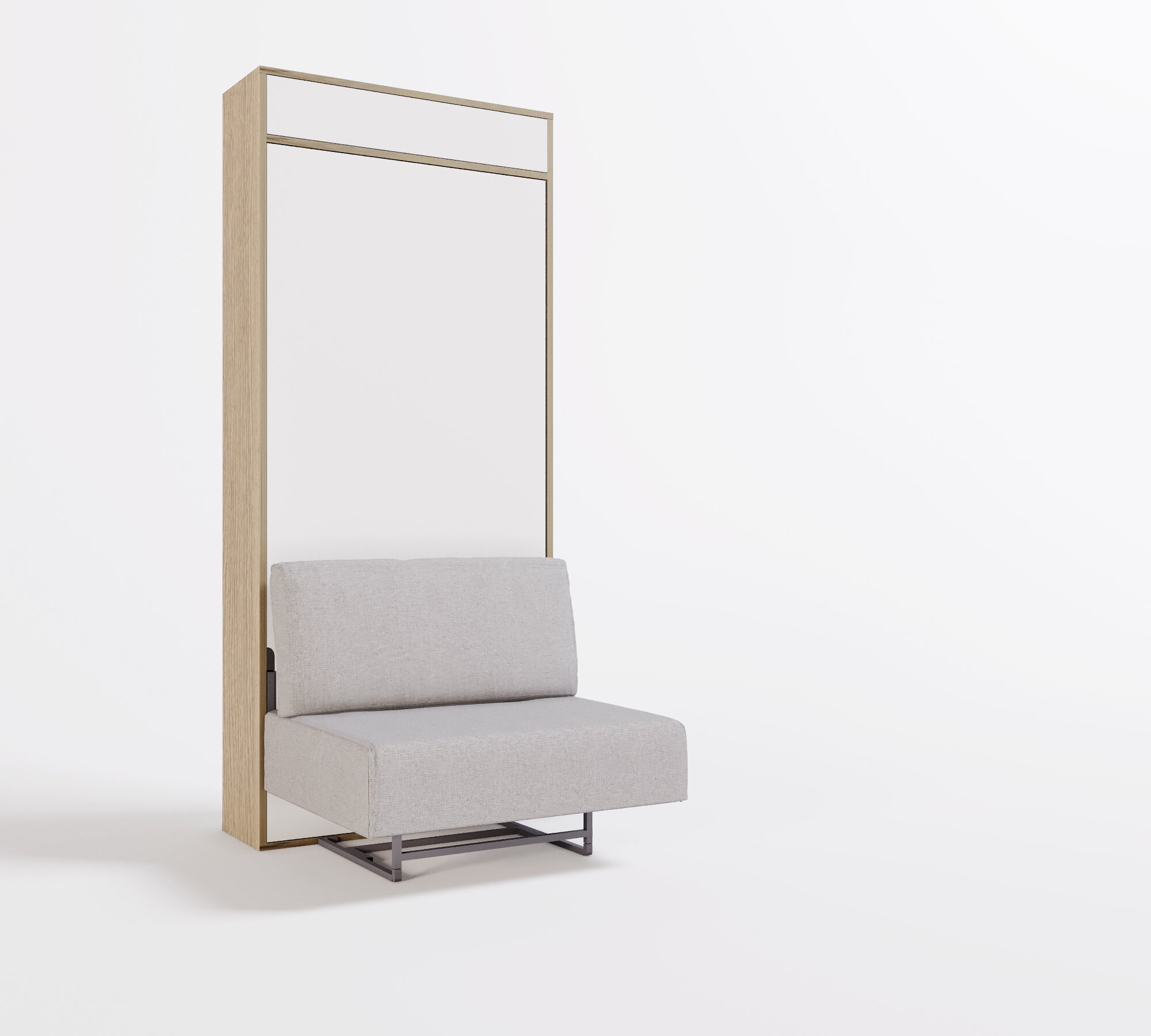 Шкаф кровать-трансформер с диваном Летто Пуф 900 с антресолью Лайт Сканд