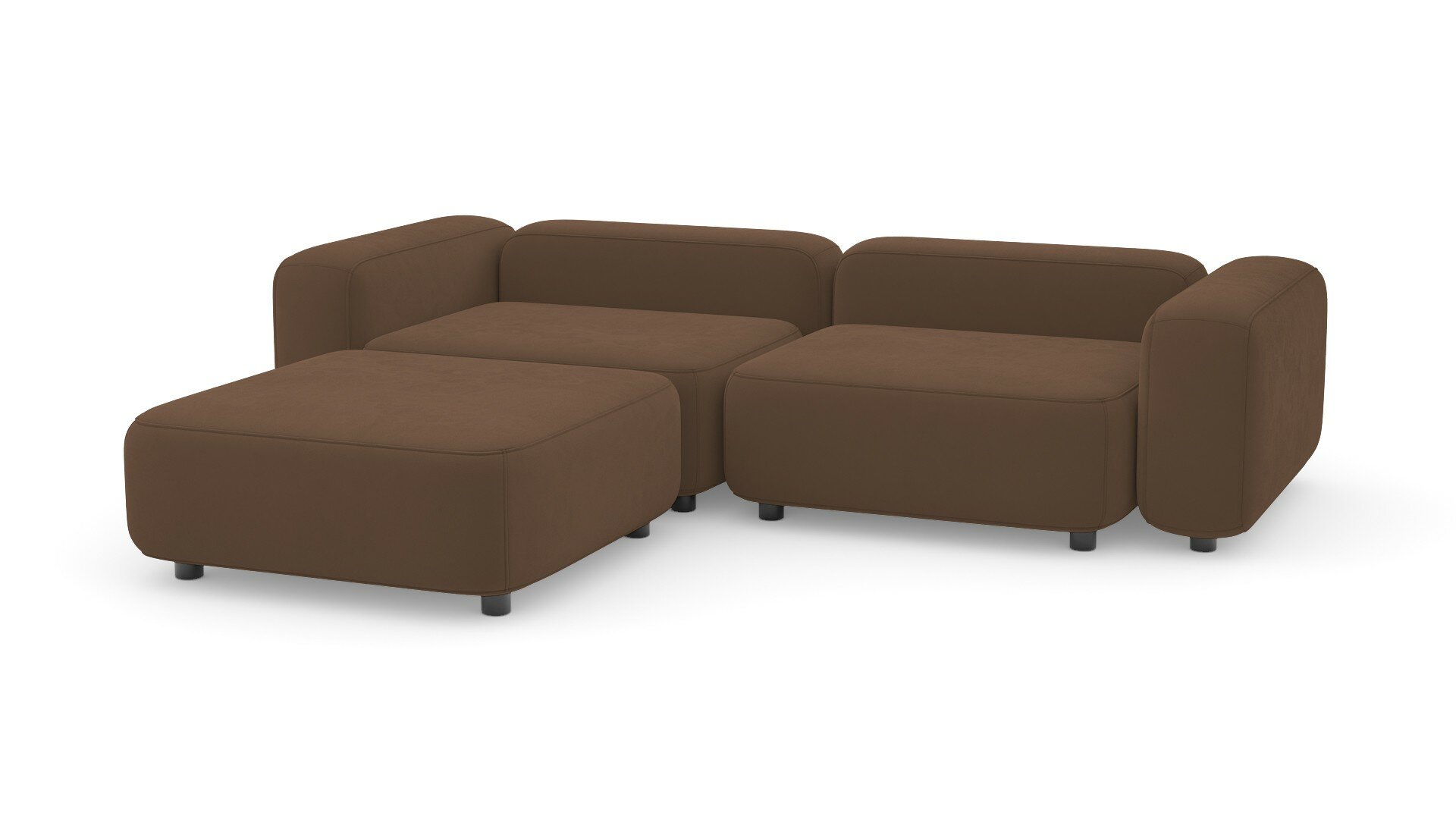 Диван с оттоманкой Баббл Vivaldi 23 NEW 273x221x62 см, коричневый Велюр, нераскладной Фиеста