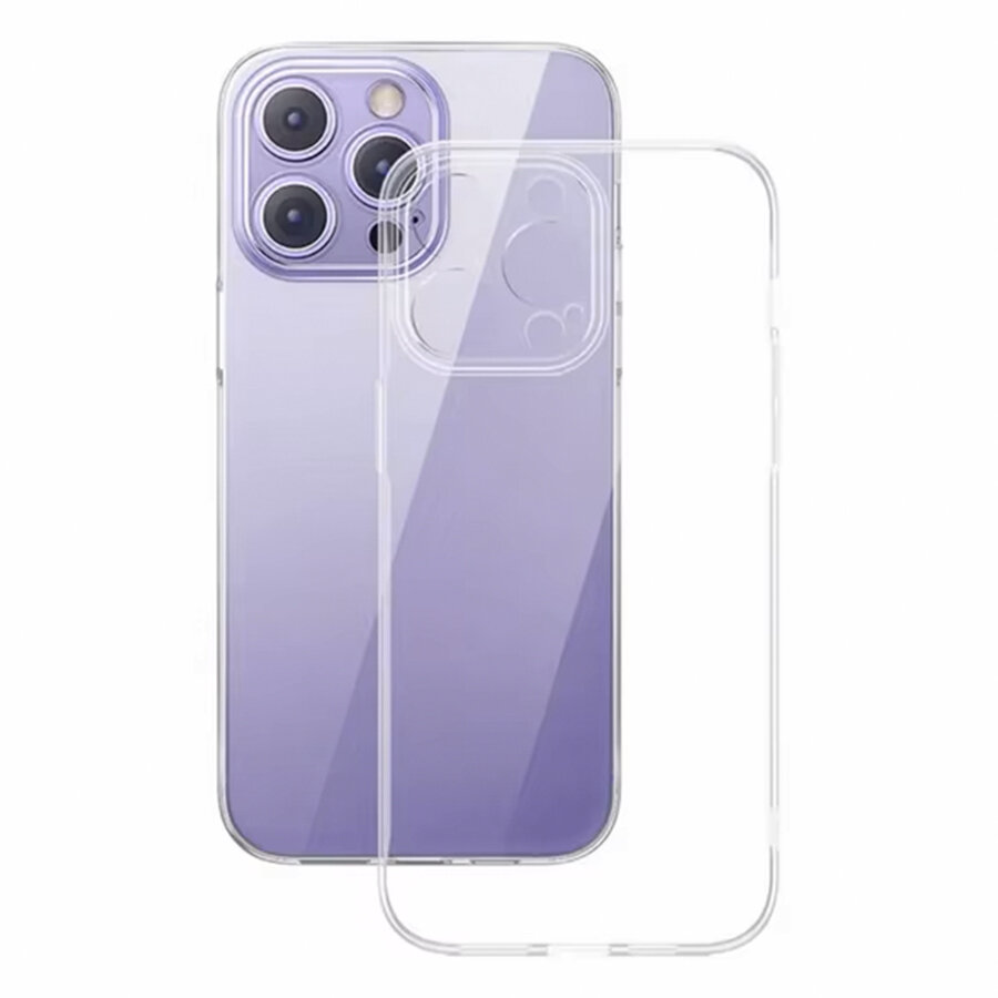 Чехол Clear Case силиконовый с защитой камеры для iPhone 14 Pro Max 6.7", прозрачный