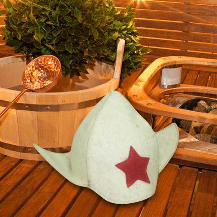 Шапка для бани детская Буденовка белая