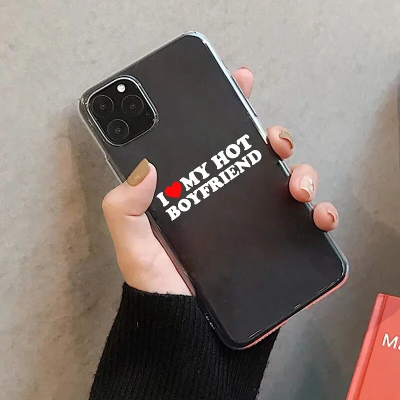 Милый забавный чехол для телефона «Я люблю свою подругу» для iPhone 11 12 13 14 Pro Max Mini X XR 16 15 7 Plus, прозрачный парный чехол для пары