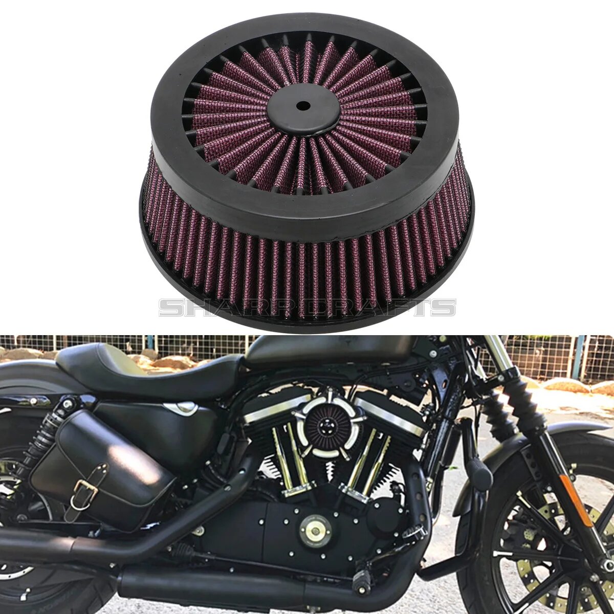 Аксессуары для мотоциклов Воздушный фильтр Впускной фильтр Core Repalecment Element для Harley-Davidson Sportster XL 883 1200 Touring Electra Glide Softail FXST FLST Dyna FXDLS Черный, B