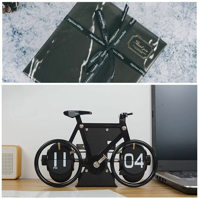 Классические перекидные часы Flip-clock Велосипед внешний вид черный