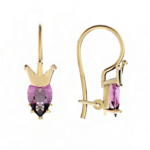 Серьги, красное золото, 585 проба, фианит