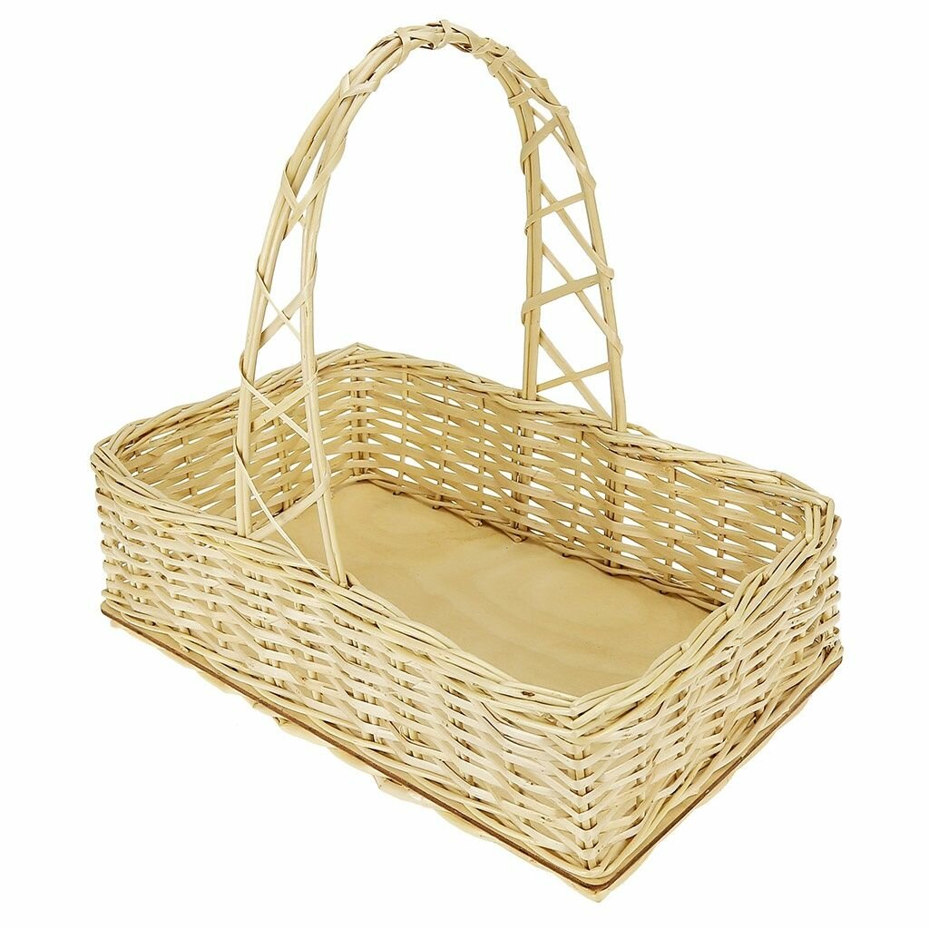 Корзина Вятская корзина плетеная "Лоток-2" 34х20 см, высота борта 8 см, высота с ручкой 28 см, прямоугольная, лоза ручное плетение (НХП16/2)