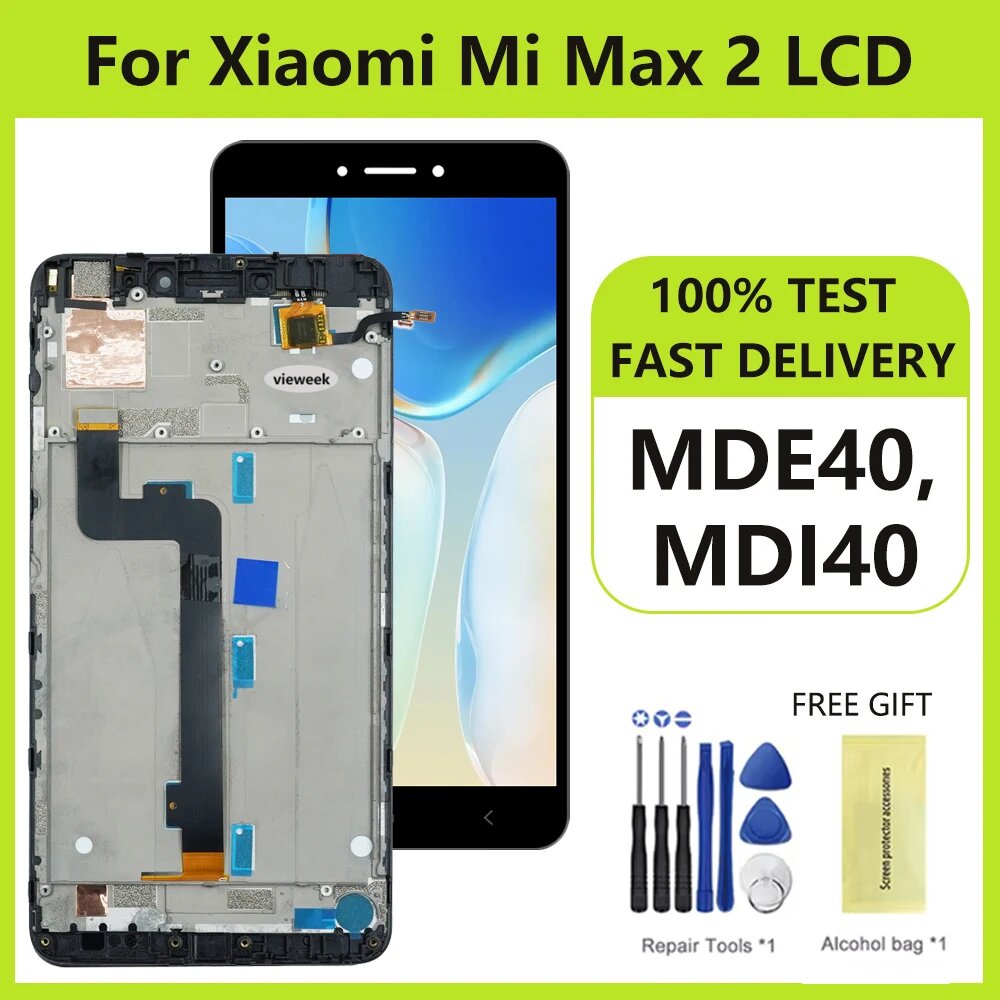 6,44 'для Xiaomi Mi Max 2 для Mi Max2 MDE40 MDI40 ЖК-дисплей с цифровым White With Frame