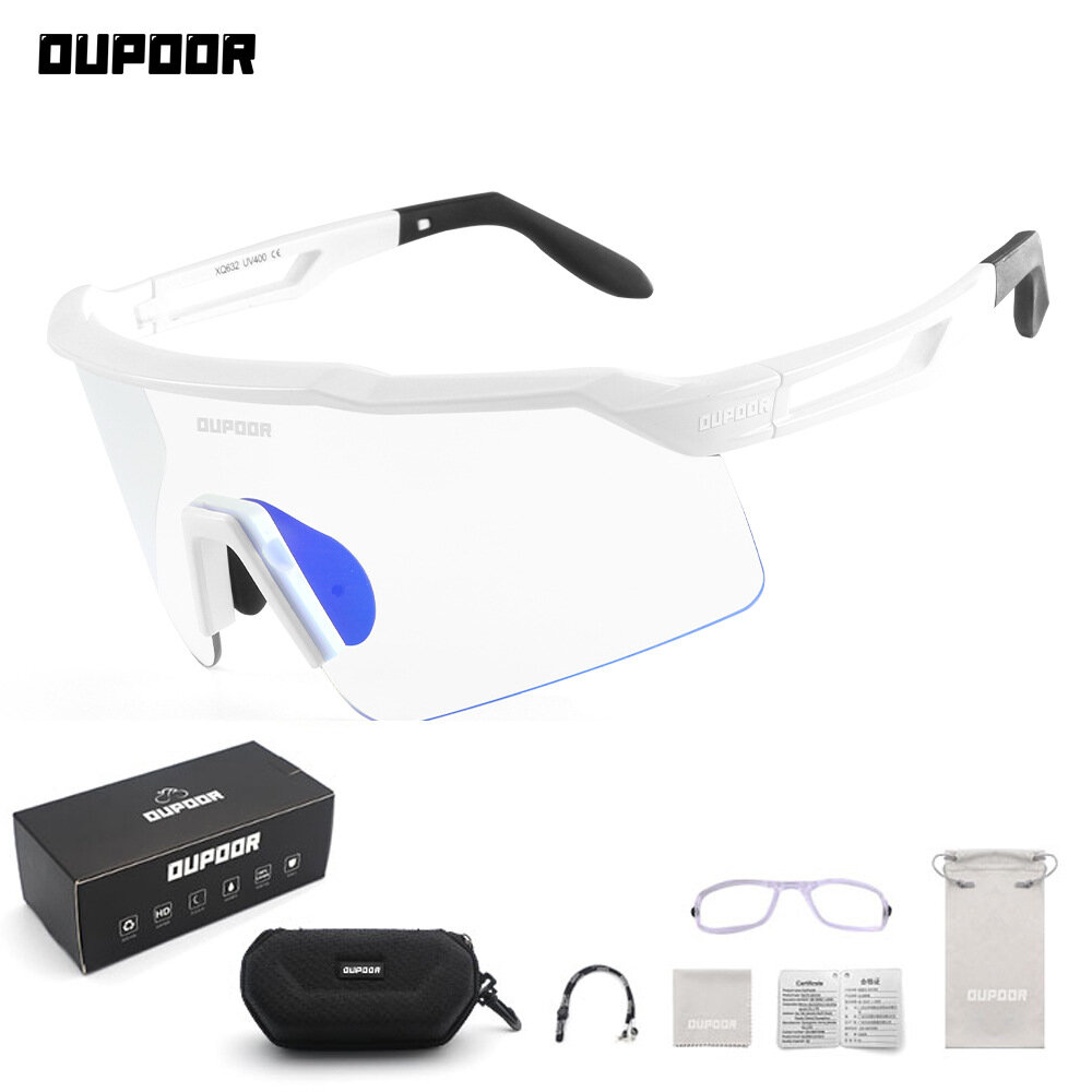 Очки велосипедные, с изменяемым цветом, противотуманные, TR ярко-белые, черные/прозрачные, синие