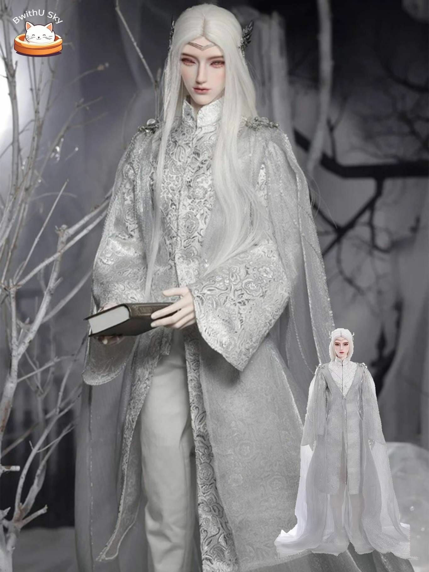 BwithU Ravid BJD 1 / 3 Шарнирная кукла лесного короля белого цвета с шариком
