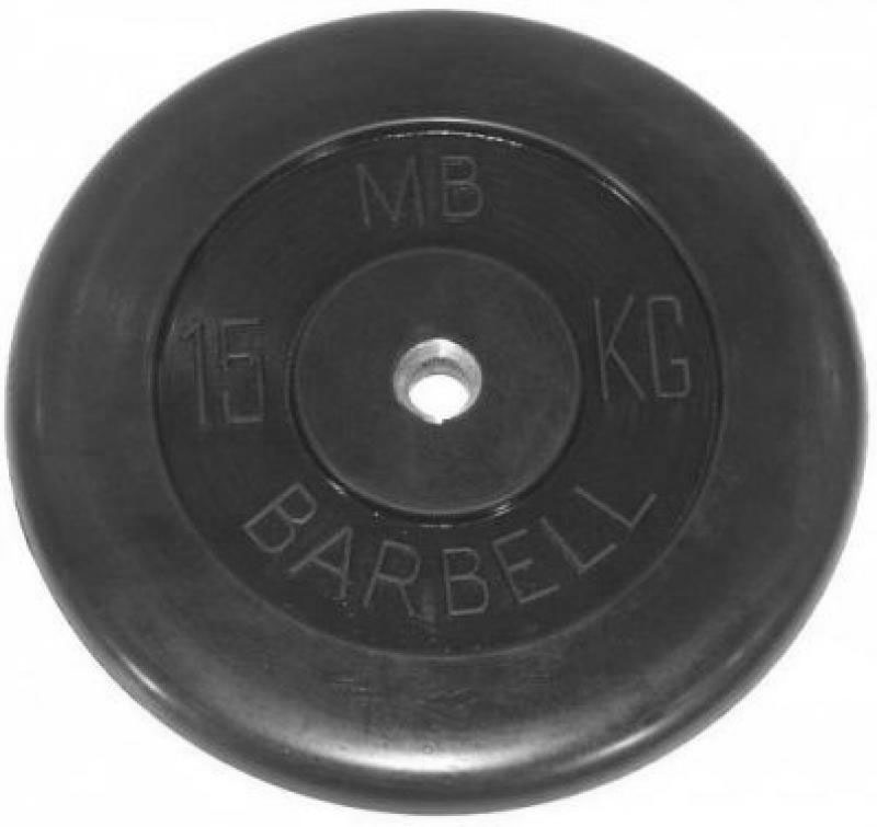 Диск обрезиненный MB Barbell Диск олимпийский d 51 мм чёрный 15,0 кг