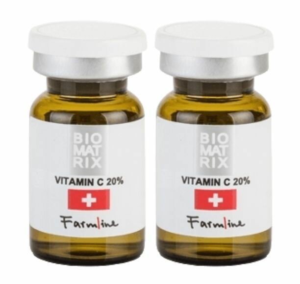 BIOMATRIX Мезопрепарат под мезороллер или дермапен для лица Витамин С Биоматрикс Farmline VITАMIN C 20%, 2 флакона по 6 мл
