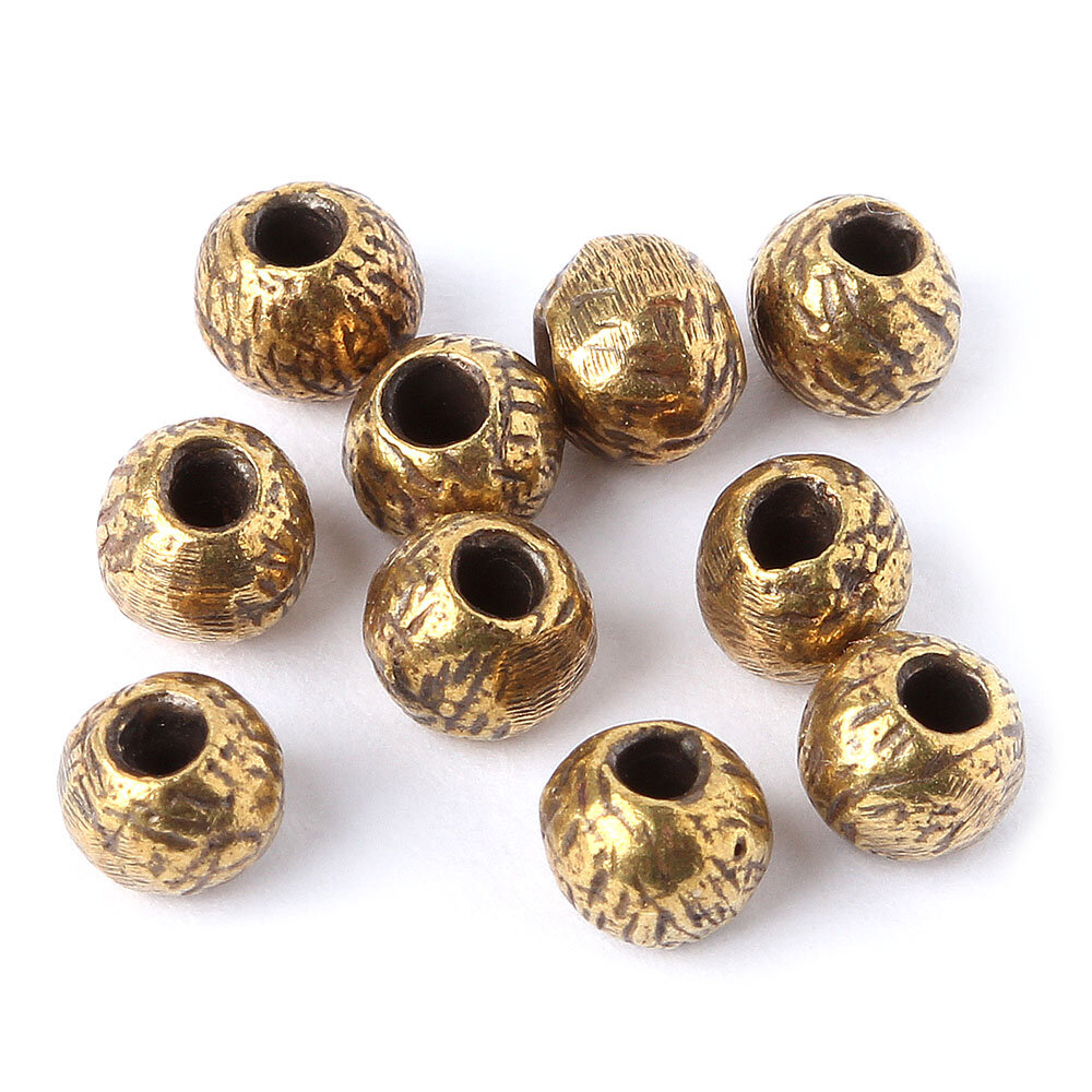 Бусина металлическая, 5х4.5мм, Anna Bronze, текстурированная, базовый материал - латунь, цвет античная латунь (золотистый с чернением), 2 шт.