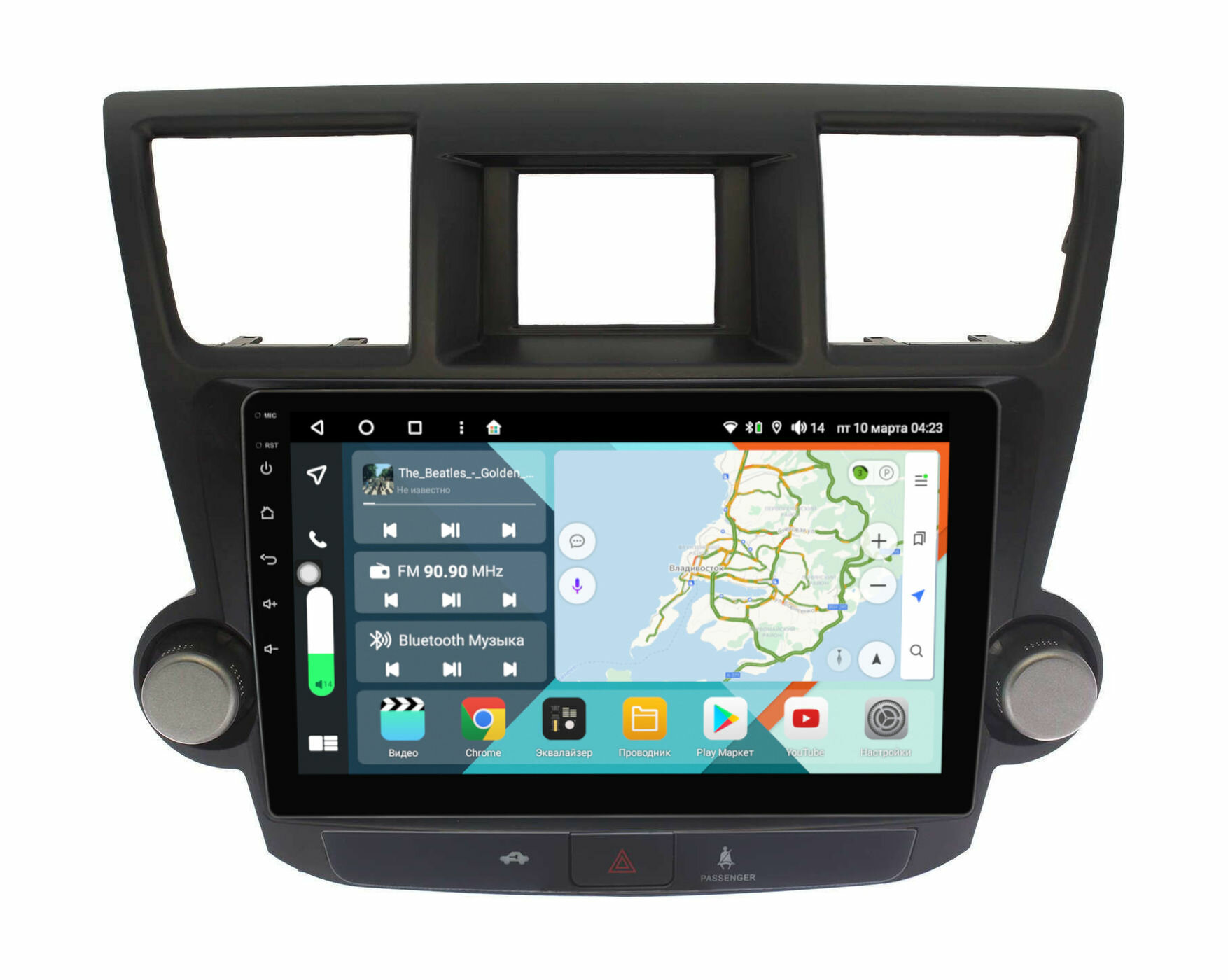 Магнитола Toyota Highlander 2007 - 2013 энкодер отсутствует для авто с усилителем 9 дюймов, 4/64GB, 8 ядер, DSP, 4G, Android 10 / Wide Media