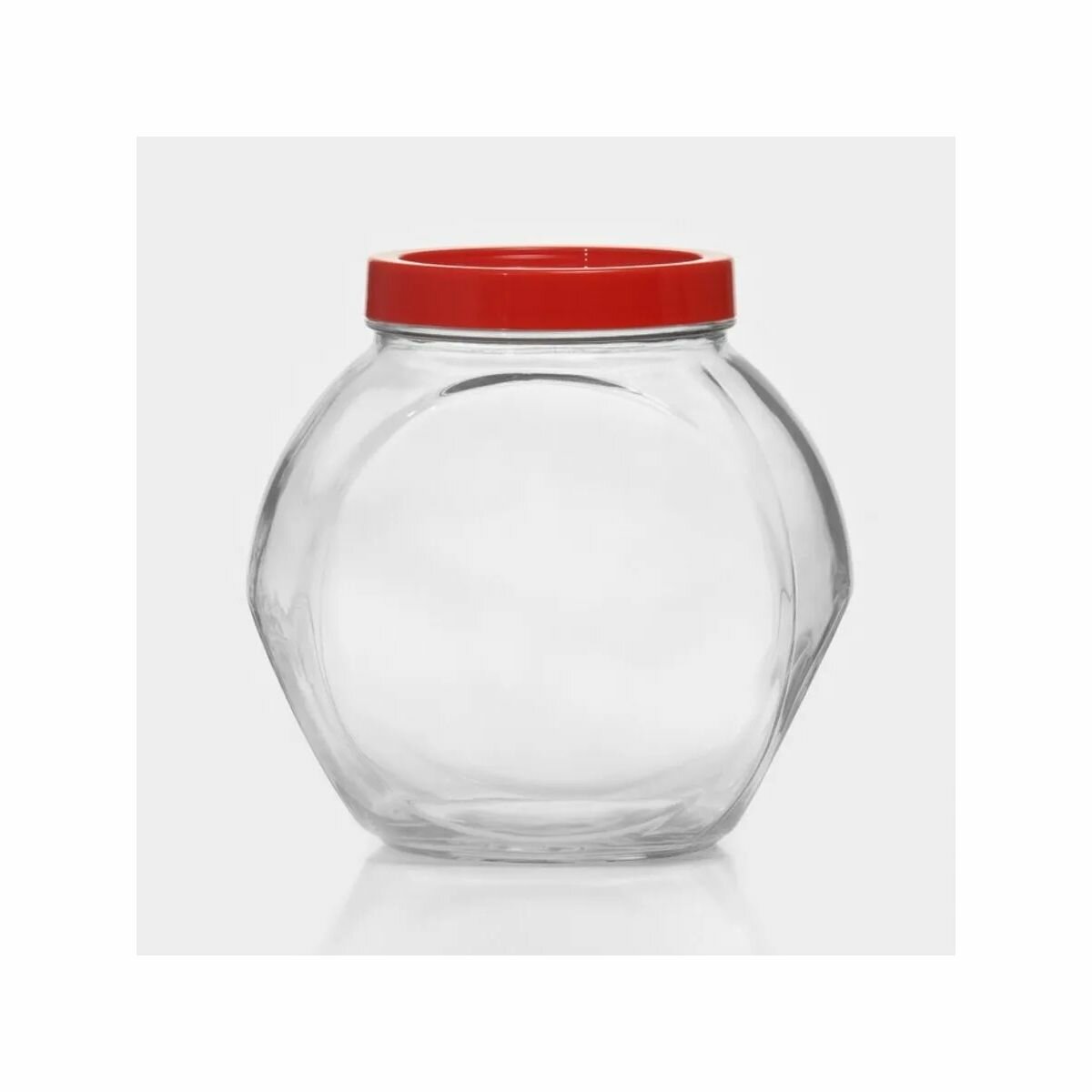 Банка для хранения Pasabahce "Белла" стеклянная, 2000 мл, боковая, красная крышка