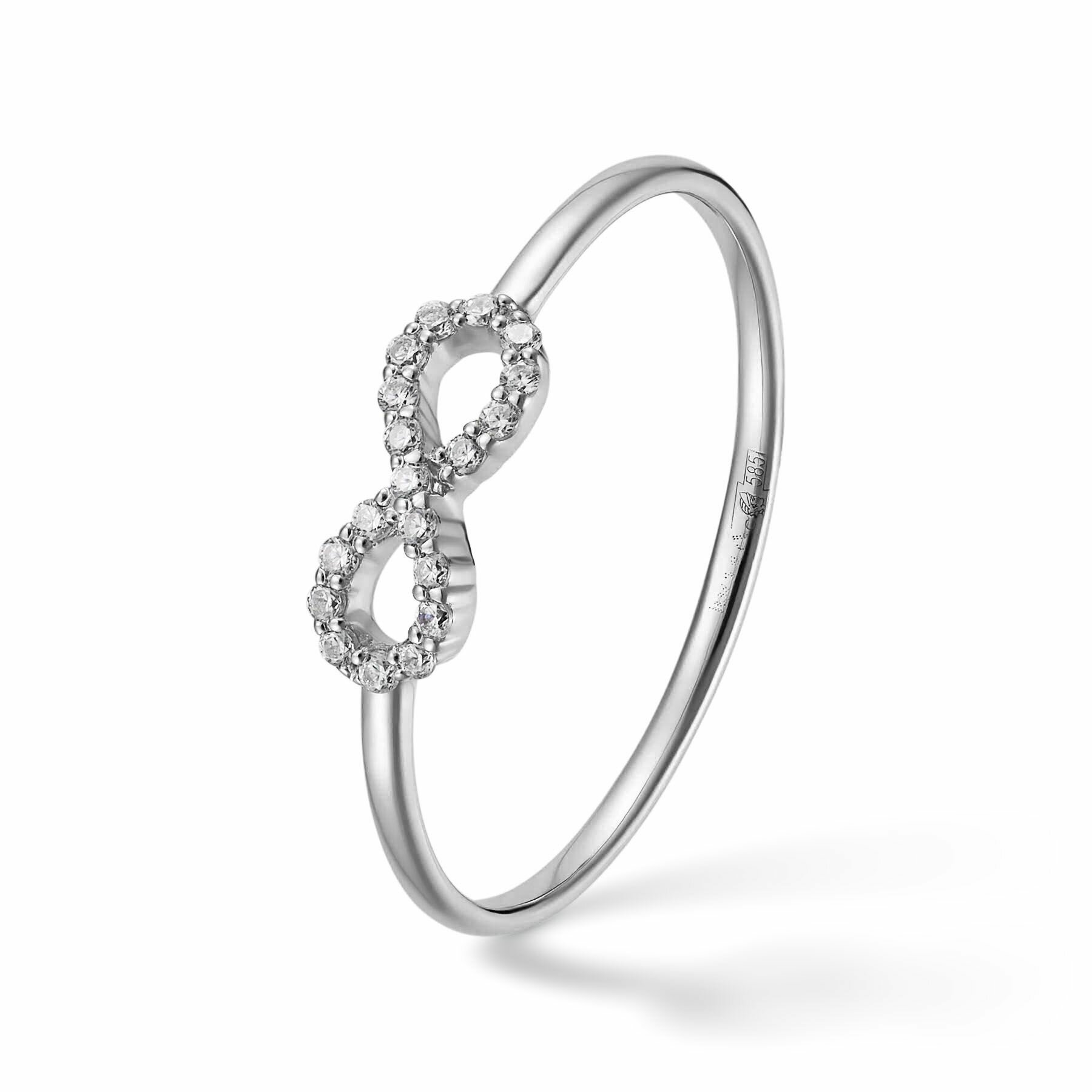Кольцо, белое золото, 585 проба, фианит