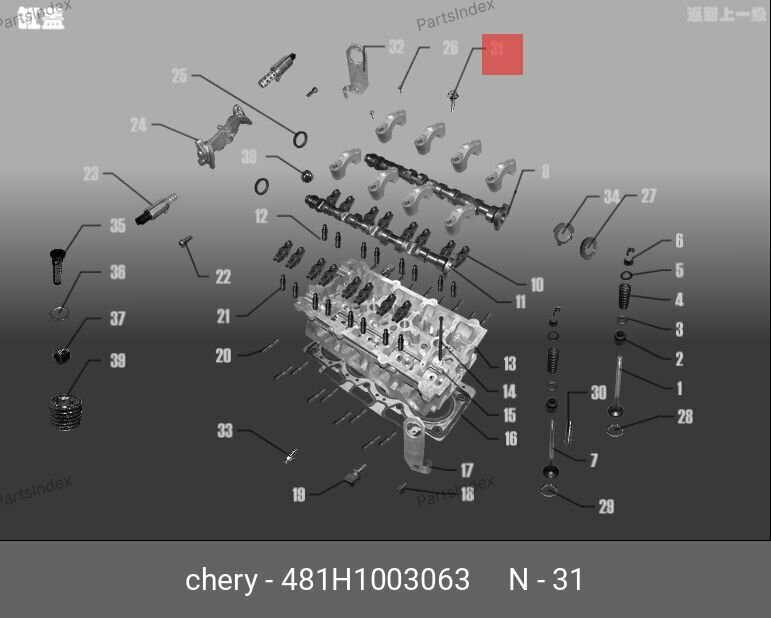 Бoлт с фиксированной шайбой распредвала, CHERY 481H1003063