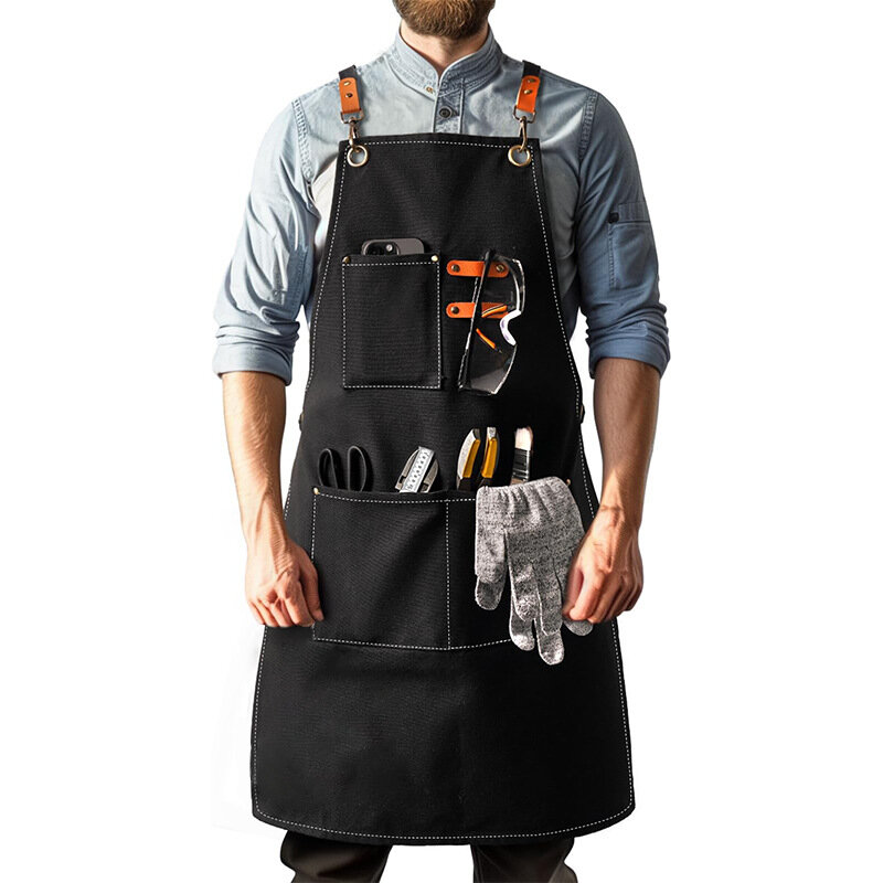 Фартук Senyue, холщовый, водоотталкивающий, черный, современный минимализм