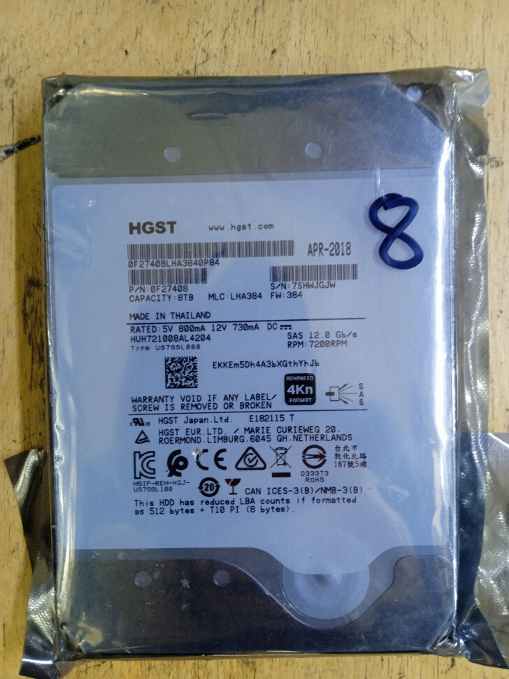Жесткий диск HGST HUH721008AL4204, 3.5", SAS, 8Тб