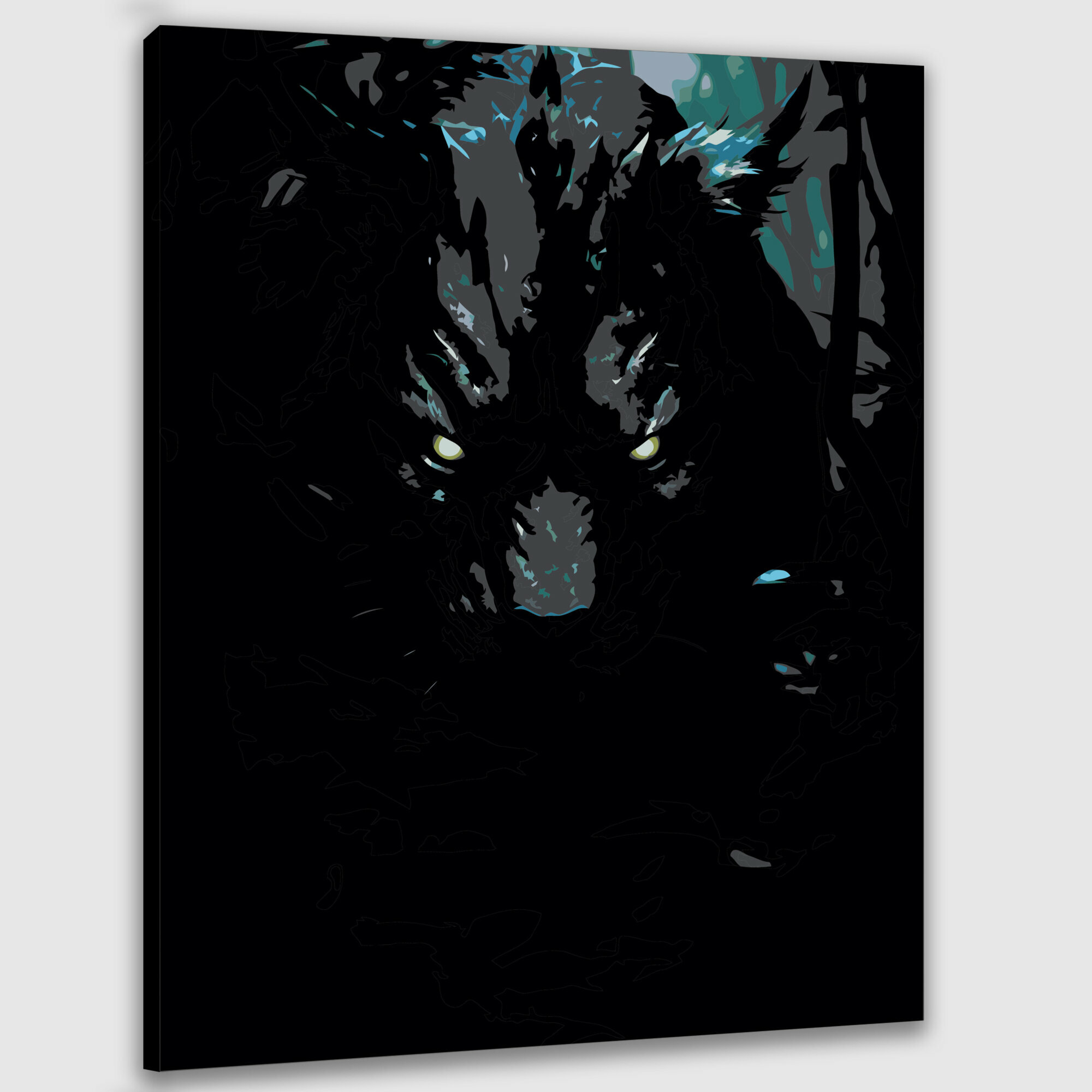 Картина по номерам 40x50 см, цифровая картина, хищник, жертва, лунный свет, лес, глаза, интенсивность, контраст, свет