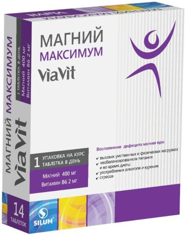 Магний максимум виавит N14 табл П/О массой 1300МГ