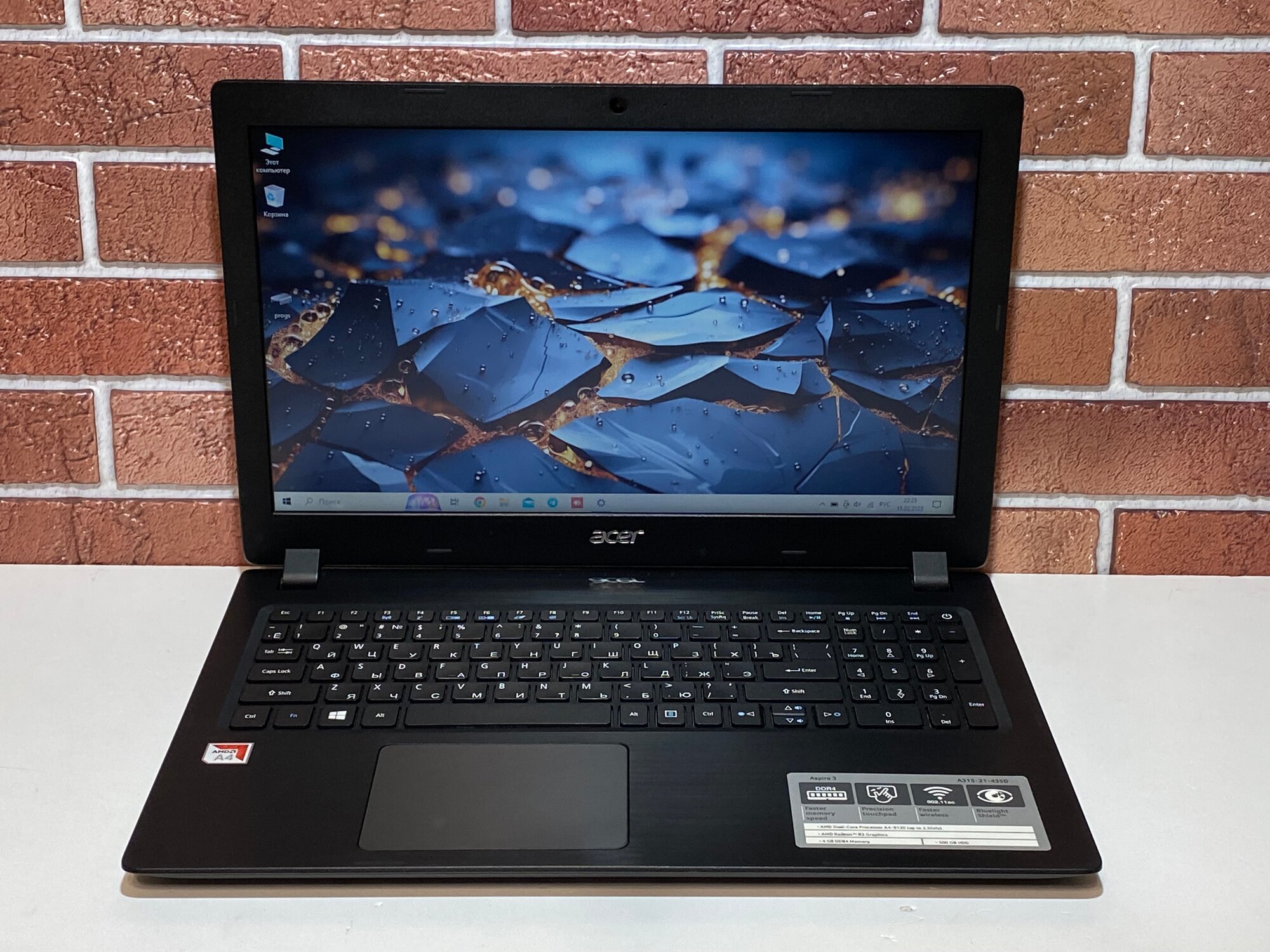 15.6" HD Ноутбук Acer A315 , AMD Radeon A4-9120, RAM 8 ГБ DDR4, SSD 128 ГБ, AMD Radeon 3, WIN 10