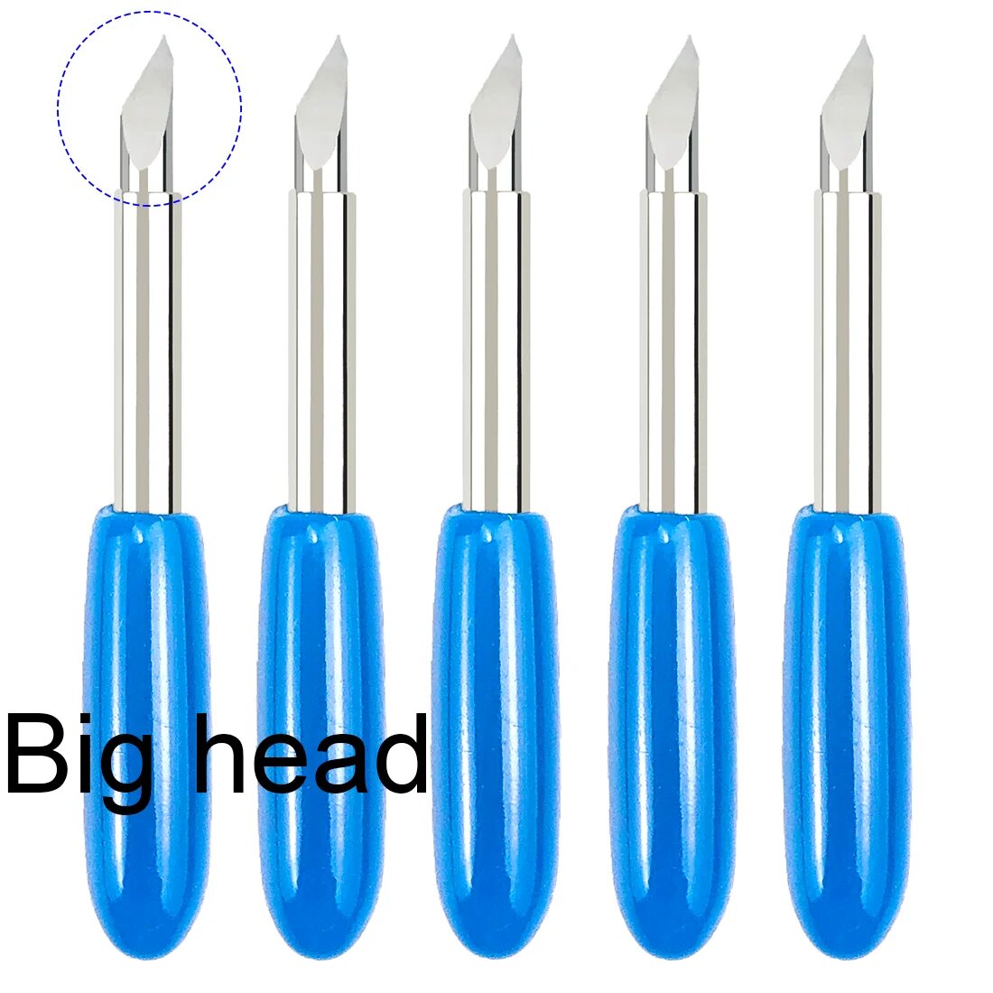 5 шт, диаметр 60 градусов. Плоттер с большой головкой 2 мм, лезвие для глубокой резки, смещенный виниловый резак, режущий плоттер для Roland Cricut Skycut, глубокая резка