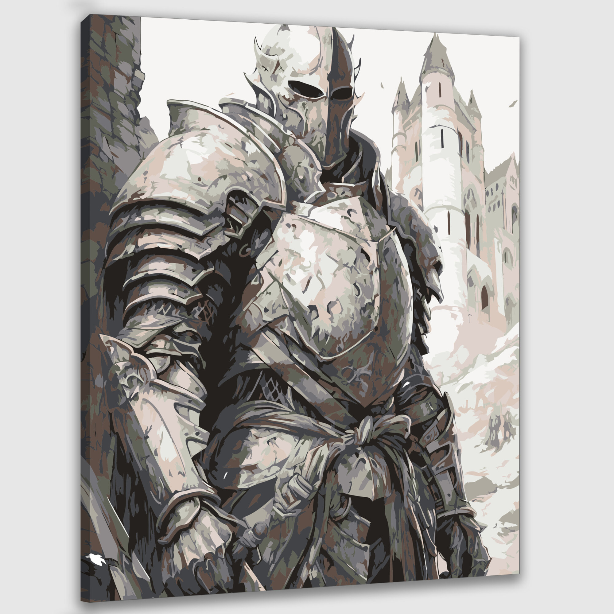 Картина по номерам 40x50 см, рыцарь, доспехи, меч, решительное выражение лиц, знаменитый меч храбрости