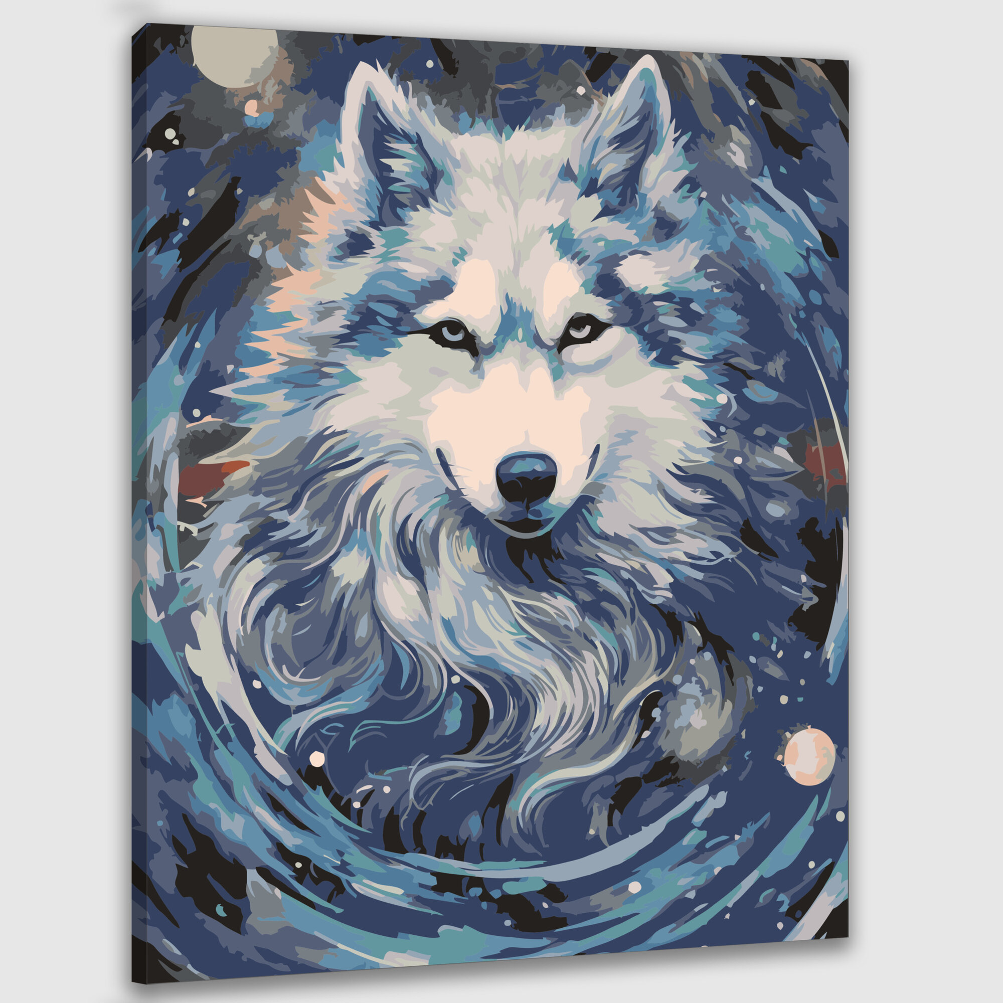 Картина по номерам 40x50 см, хаски, вихрь, мягкий ветер, связь собаки со стихиями, ориентироваться в холодны