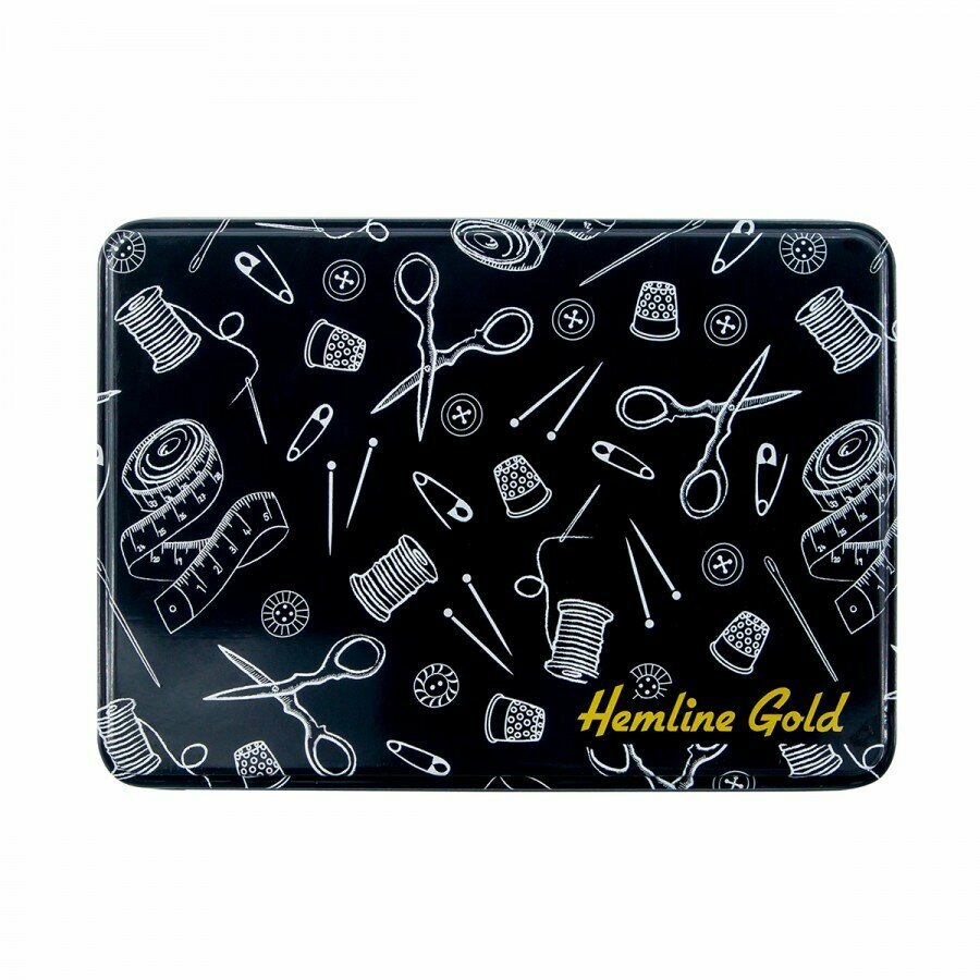 Швейный набор Hemline Gold в жестяной баночке 14,3 x 10,2 x 5,5 см чёрный HEMLINE PT.TINS.M.HG