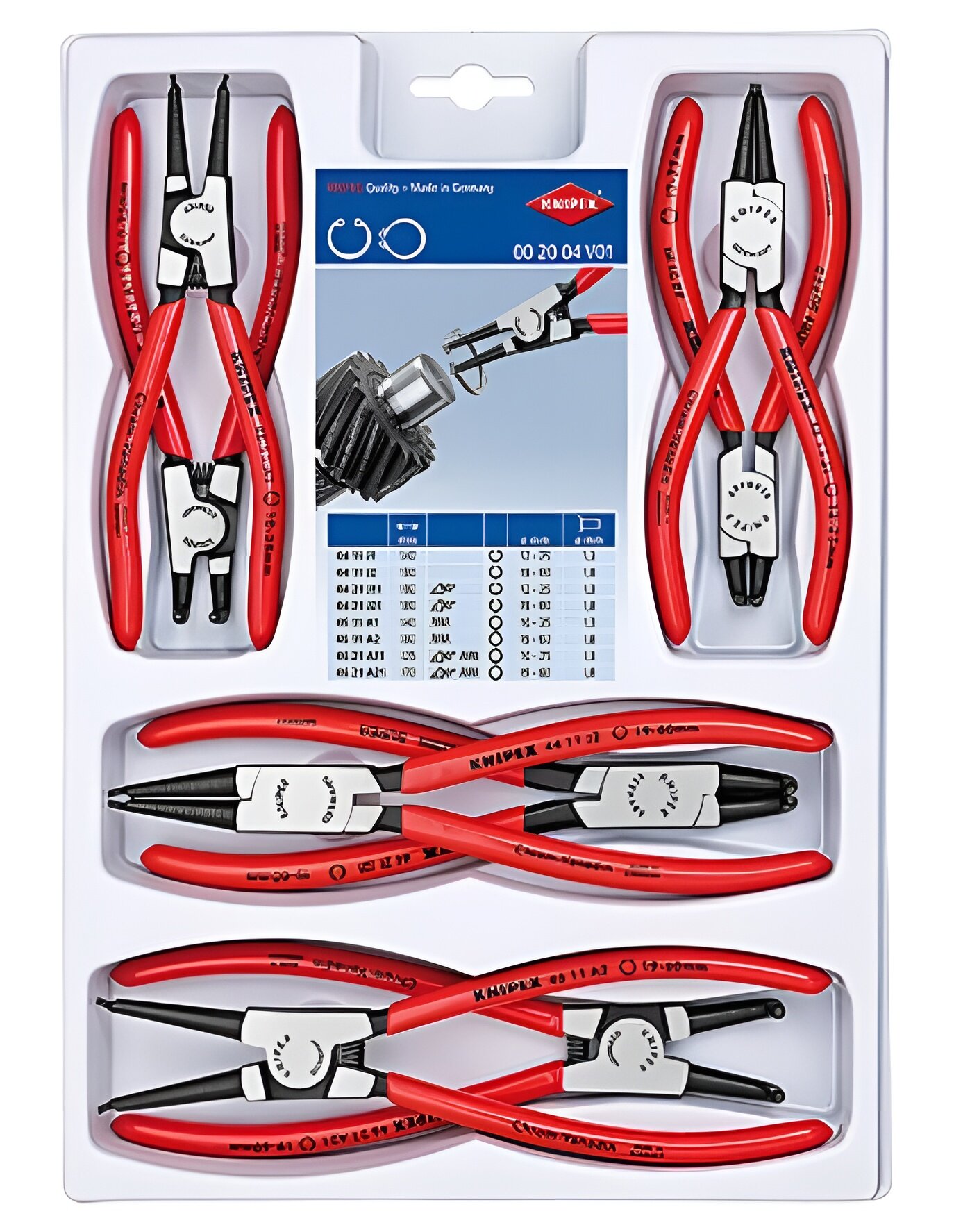 Набор щипцов KNIPEX для внутренних и внешних стопорных колец, 8 пр, KN-002004V01