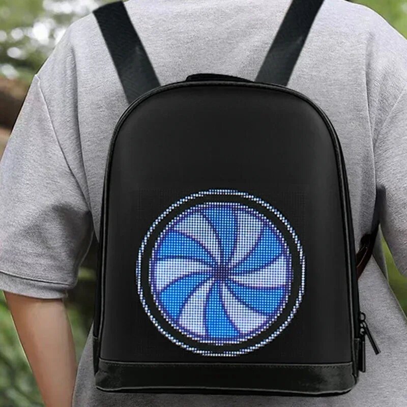 Многоязычный светодиодный рекламный рюкзак, портативный светодиодный рюкзак для детей/взрослых, рекламный щит, смарт-приложение, программируемый экран, сумки для дисплея black, Large size