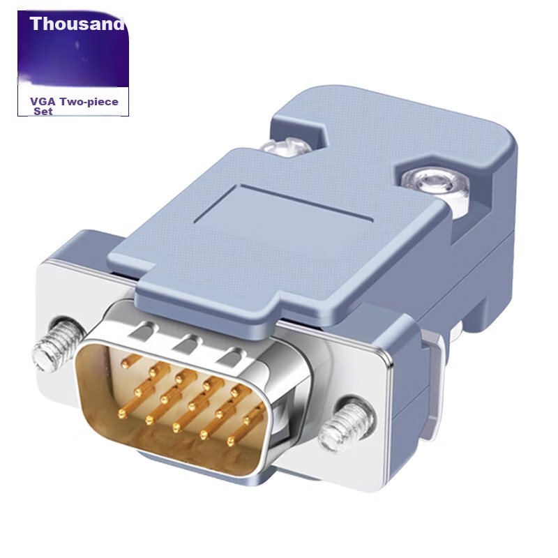 SHOCHAN VGA Soldering Connector, Computer Monitor Video Interface Plug, 3-Row 15-Pin Male with Plastic Housing, One Pair 2 Pieces, SQ-VGA006