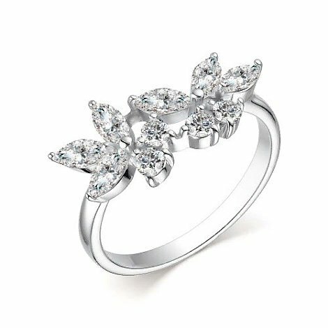 Кольцо, серебро, 925 проба, фианит