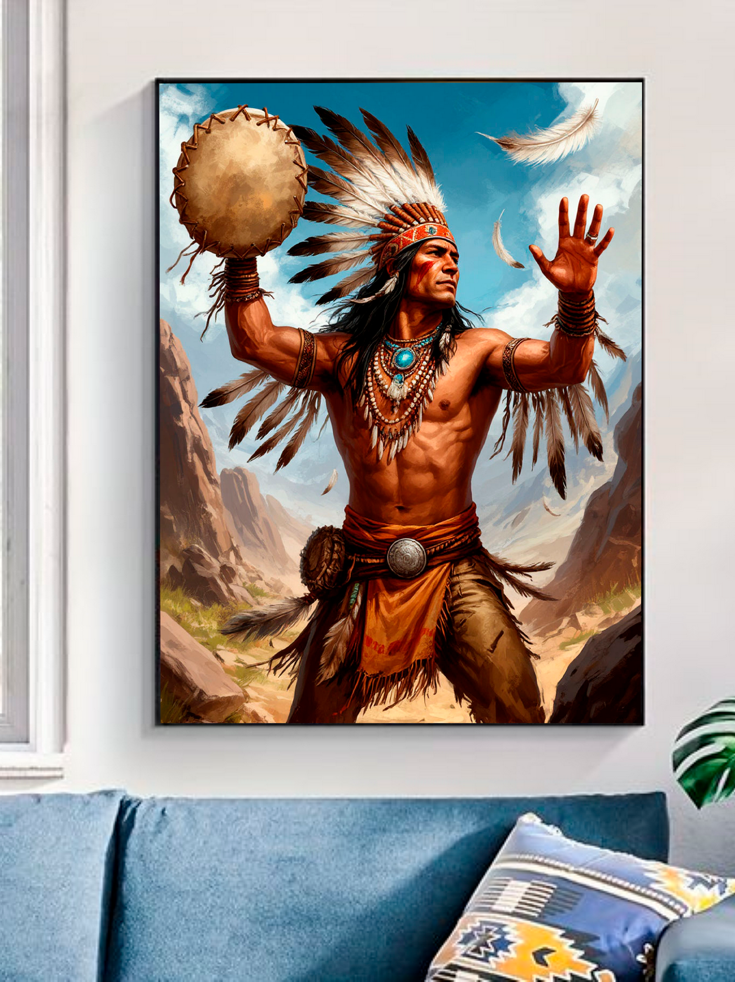 Картина на стену для интерьера "Индеец" 40х50 см, холст на подрамнике, InterToys
