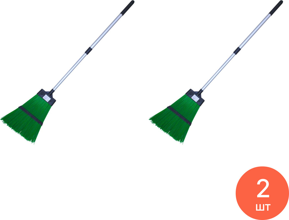 Метла PARK / Парк GH6650 уличная плоская с черенком, полипропилен, 124х40см / хозяйственные товары (комплект из 2 шт)