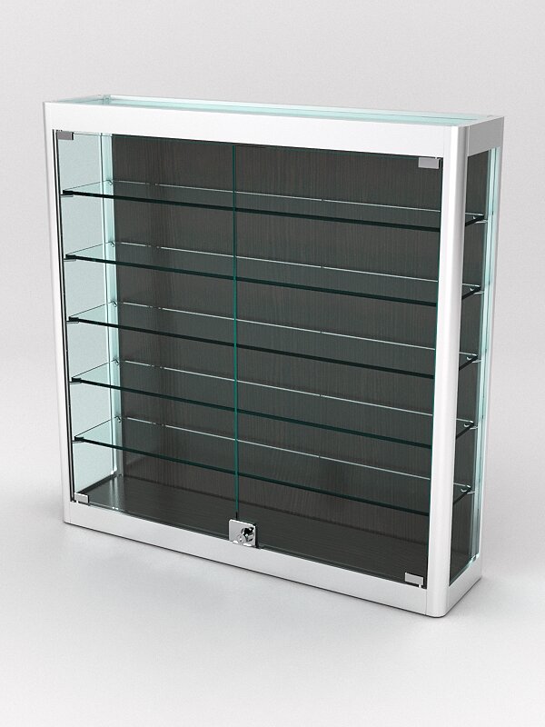 Витрина из профиля настенная "вайб ИКС" №1-5П-ДСП-170 (задняя стенка ДСП), Дуб Венге