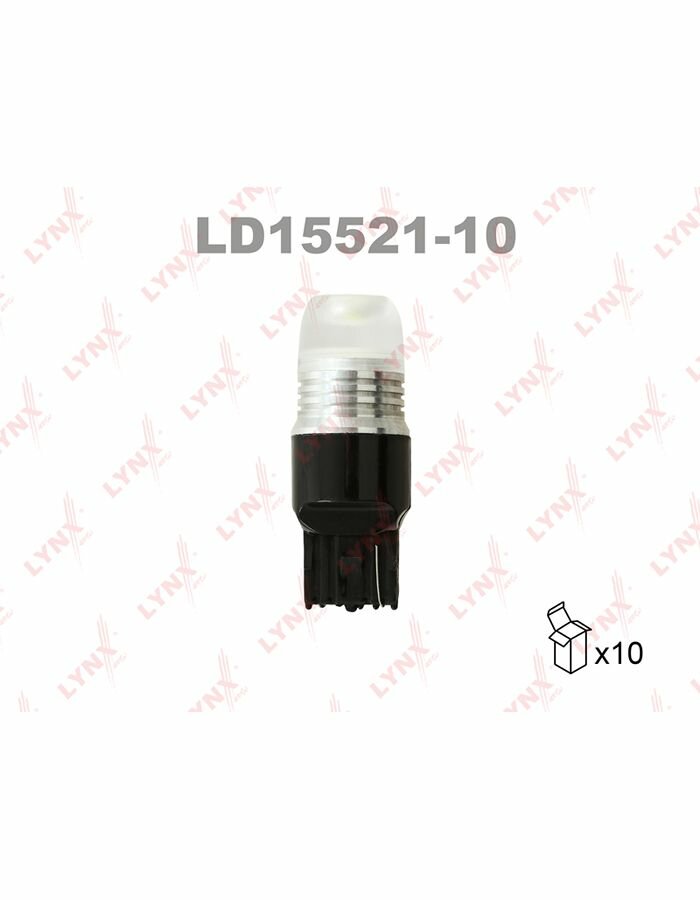 Лампа светодиодная 12V W21W 21W W3x16d 7000K LYNXauto LED 1 шт. T20 LD15521-10
